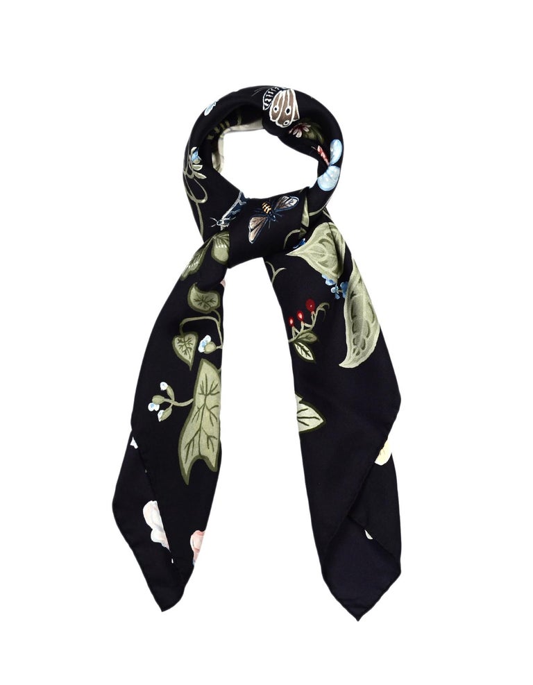 Gucci Black/Multicolor Floral by Kris Knight Silk Scarf at 1stDibs ...