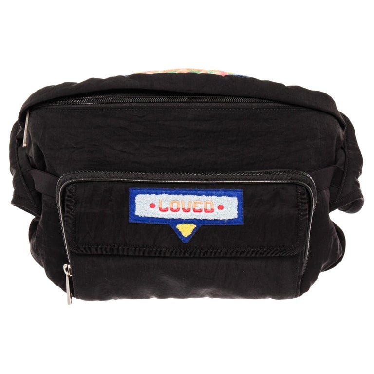 Gucci Black Nylon 80s Terry Cloth Patch Convertible Waist Bag For Sale ...