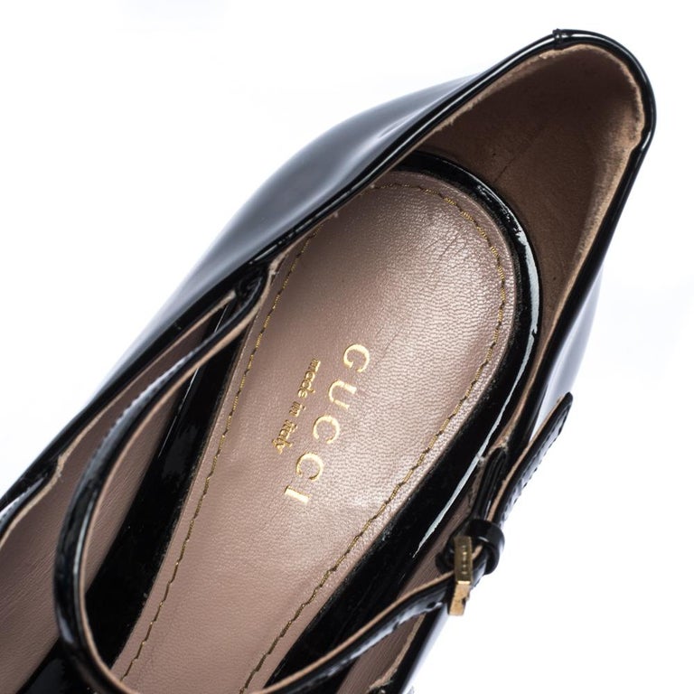 Gucci Black Patent Leather Multi Strap Lisbeth Platform Pumps Size 40 ...