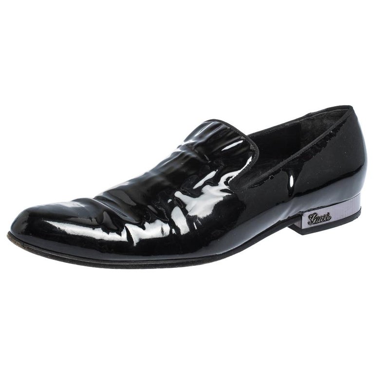 Gucci Black Patent Leather Smoking Slippers Size 42 For Sale at 1stDibs