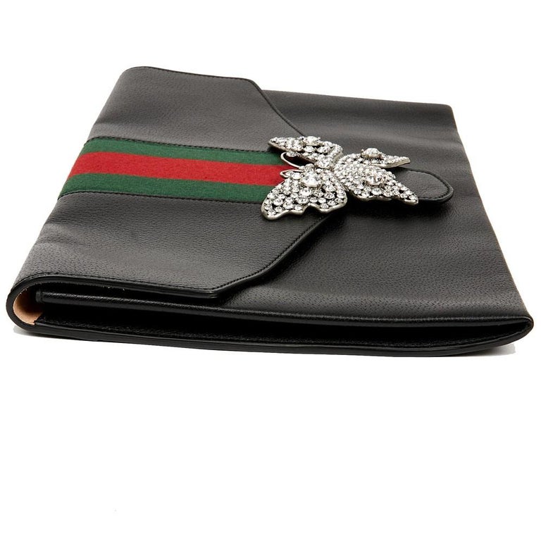 Gucci Black Pouch with Butterfly at 1stDibs | gucci round bag, designer ...