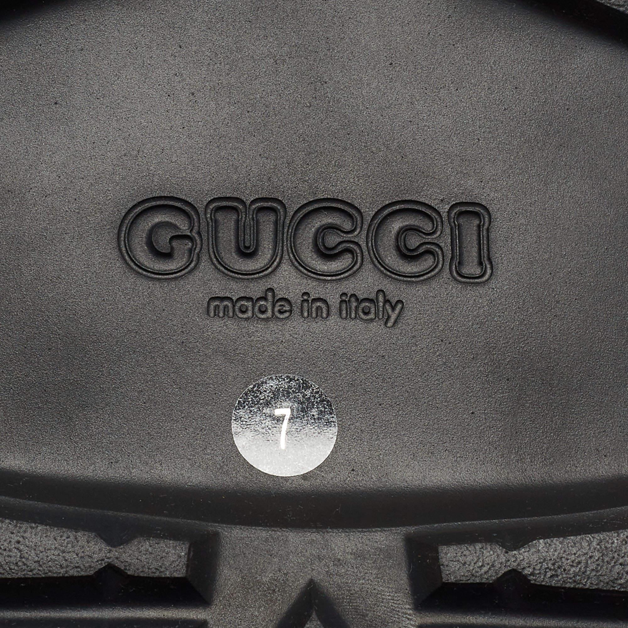 Gucci Black Rubber Corbett Velcro Strap Flat Sandals Size 41 For Sale ...