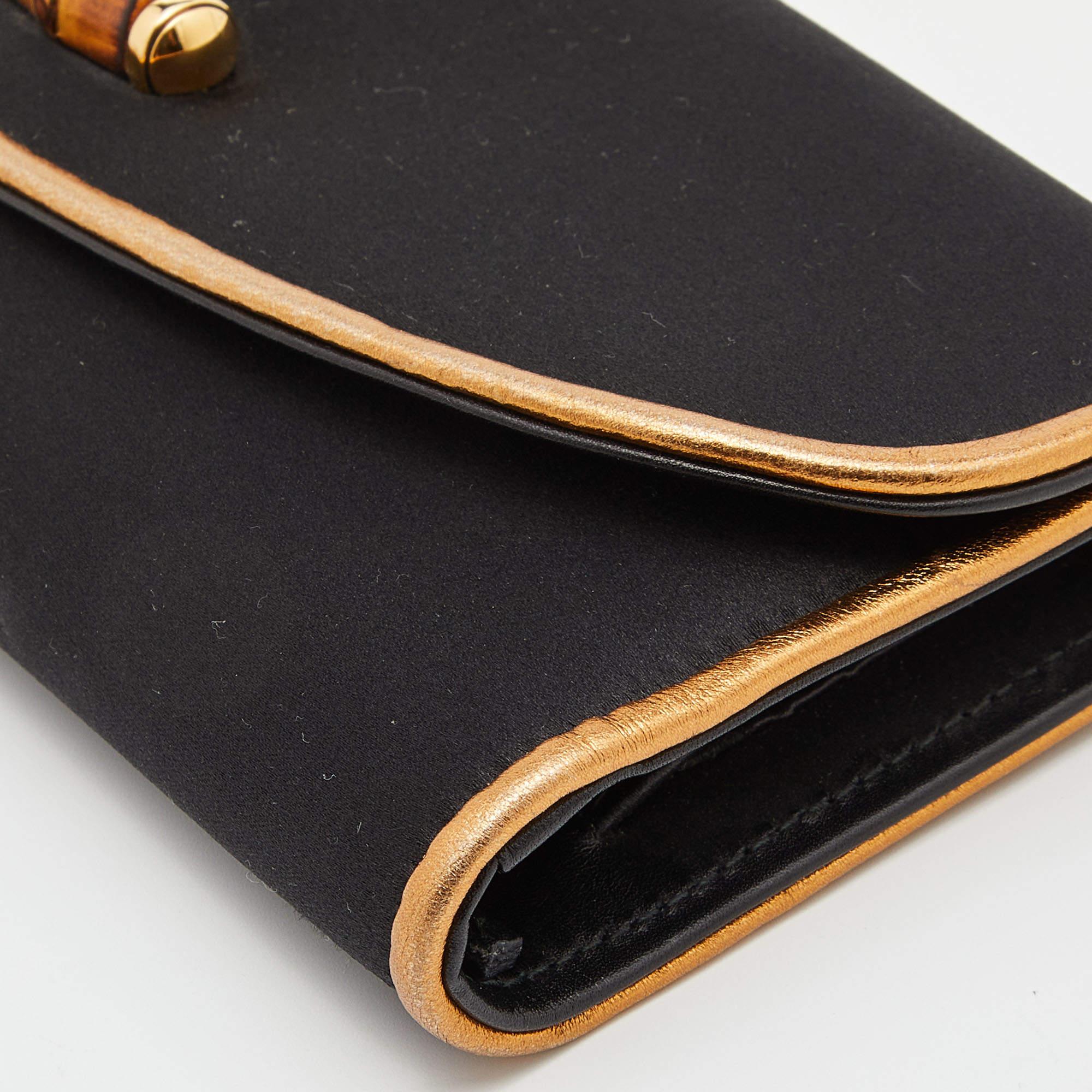 Gucci Black Satin and Leather Wristlet Clutch For Sale at 1stDibs