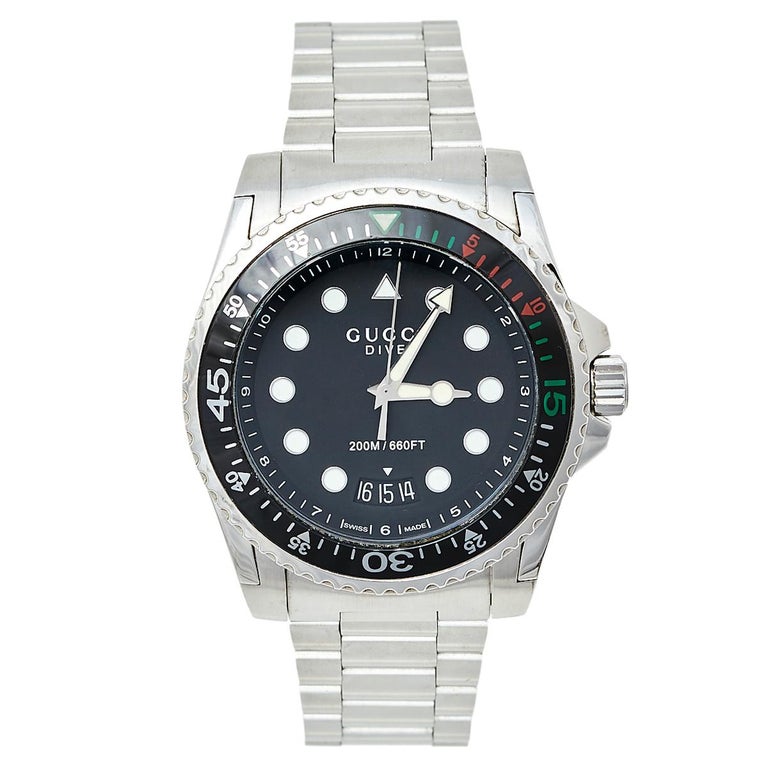 Gucci Black Stainless Steel Dive 136.2 Men's Wristwatch 45 mm at 1stDibs