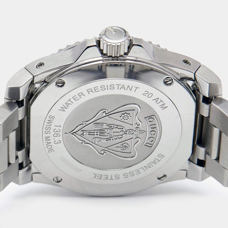 Gucci Black Stainless Steel Dive YA136301 Men's Wristwatch 40 mm For ...