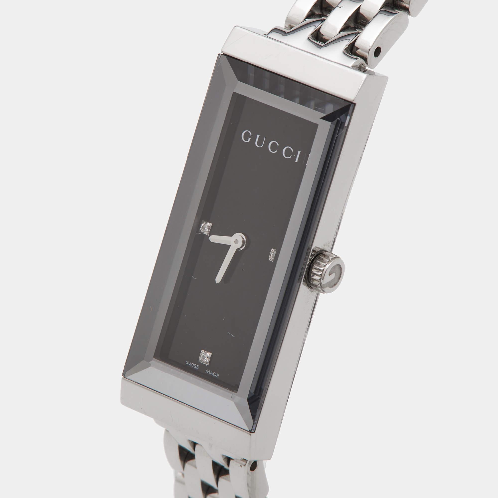 Gucci Black Stainless Steel G-Frame YA127504 Women's Wristwatch 14 mm ...