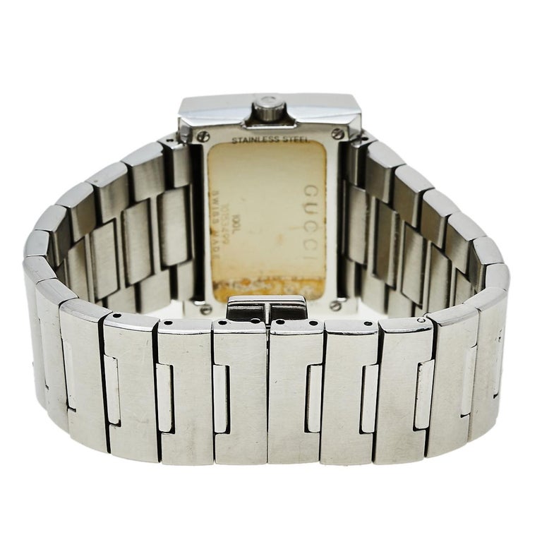 Gucci Black Stainless Steel G-Rectangle 100L Women's Wristwatch 31 mm ...