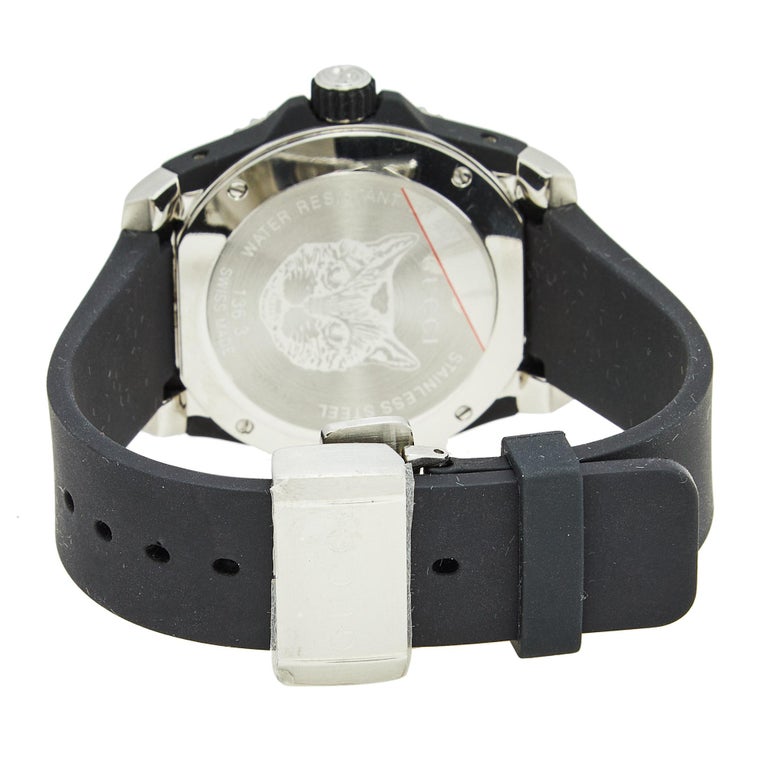 Gucci Black Stainless Steel Rubber Dive YA136320 Men's Wristwatch 40 mm ...