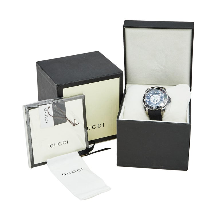 Gucci Black Stainless Steel Rubber Dive YA136320 Men's Wristwatch 40 mm ...