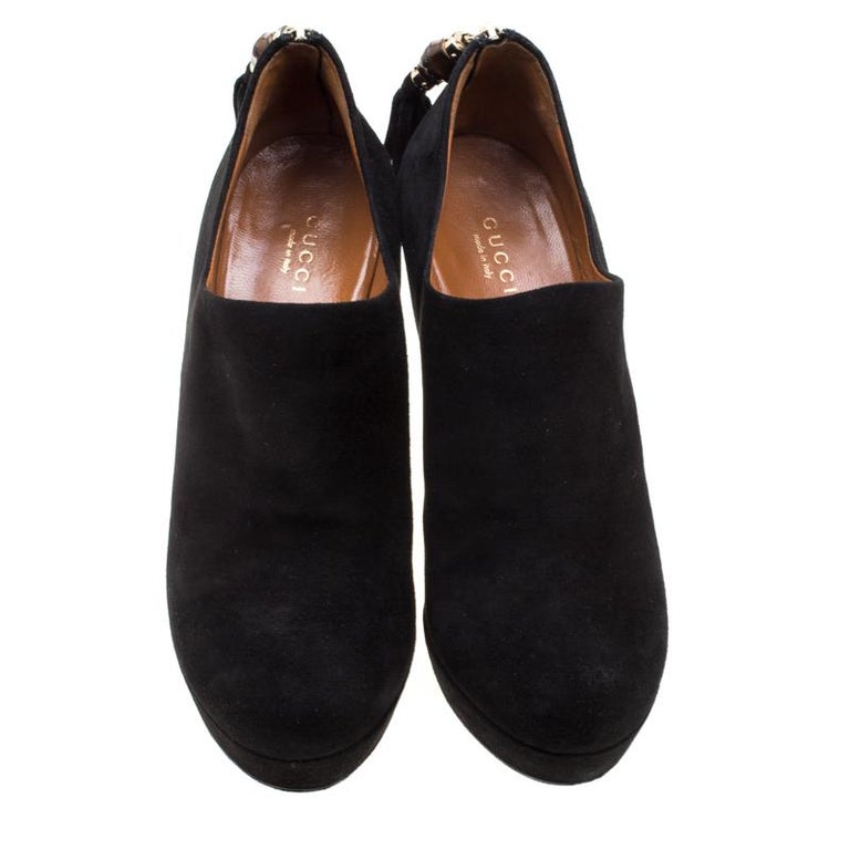 Gucci Black Suede Bamboo Tassel Platform Booties Size 39 at 1stDibs ...