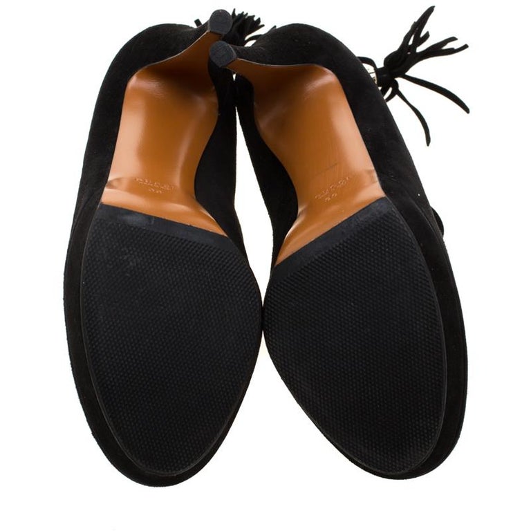 Gucci Black Suede Bamboo Tassel Platform Booties Size 39 at 1stDibs ...