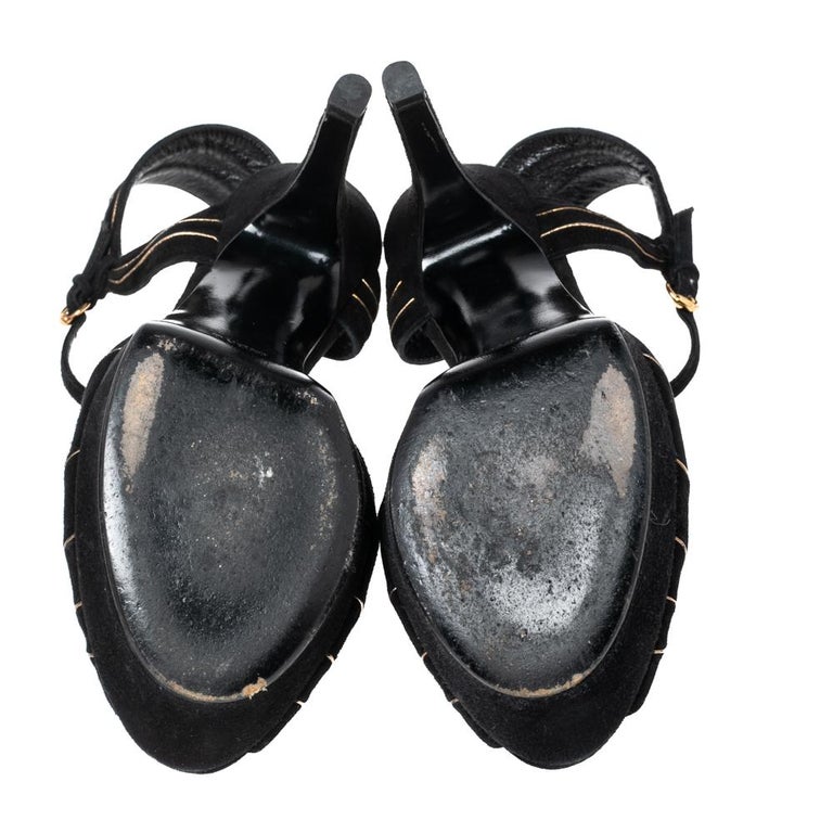 Gucci Black Suede Kelly Knot Platform Sandals Size 41 For Sale at 1stDibs