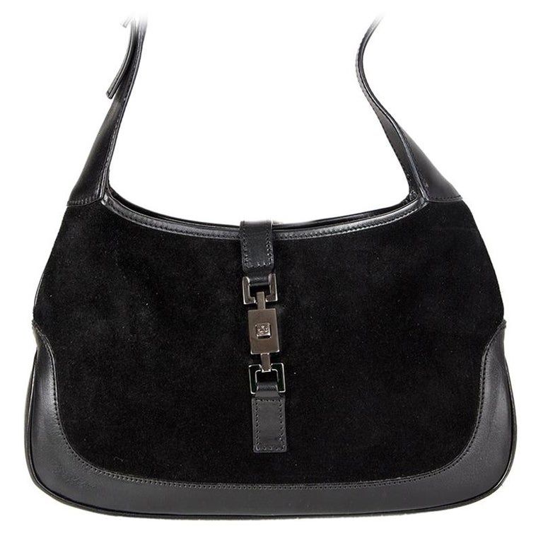 GUCCI black suede and leather JACKIE O MINI Shoulder Bag at 1stDibs ...