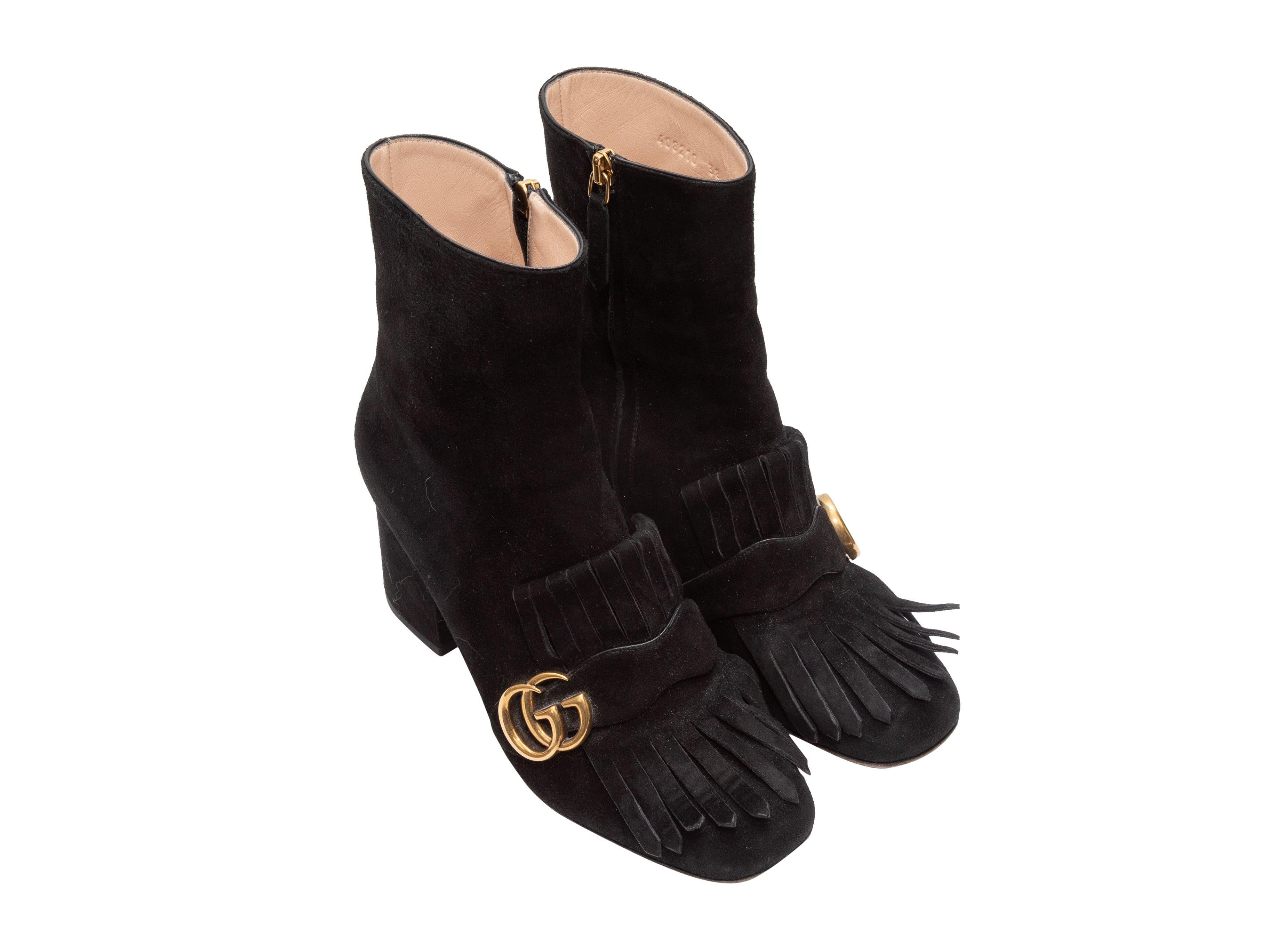 Gucci Black Suede Marmont Ankle Boots For Sale at 1stDibs