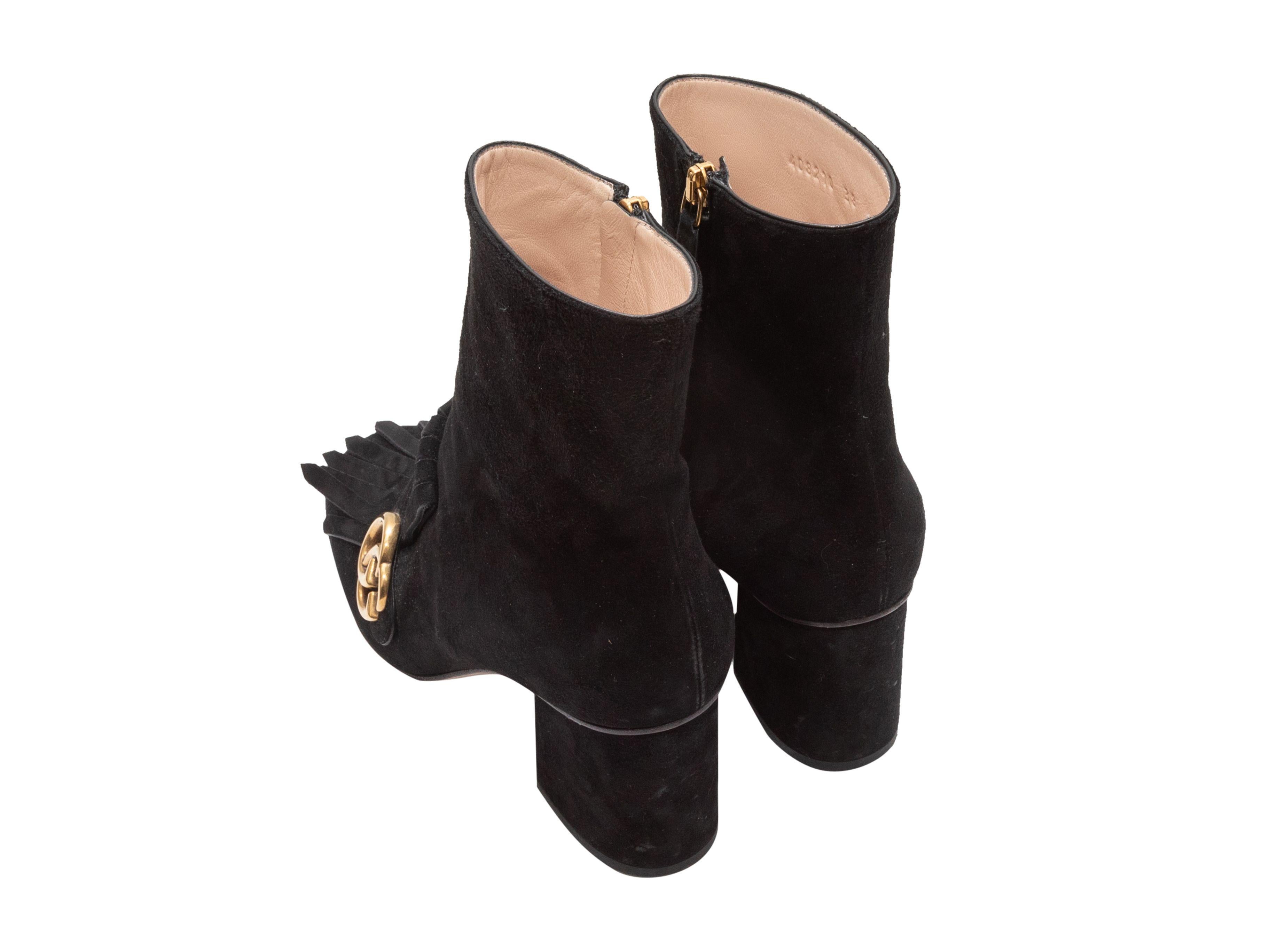 Gucci Black Suede Marmont Ankle Boots For Sale at 1stDibs