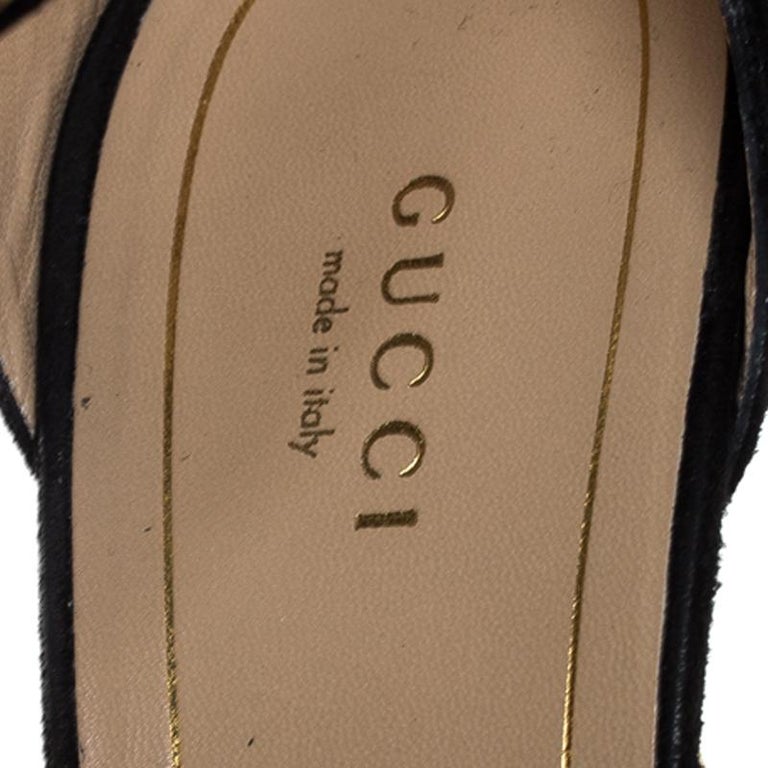 Gucci Black Suede Ophelie Chain Detail Ankle Strap Sandals Size 40 at ...