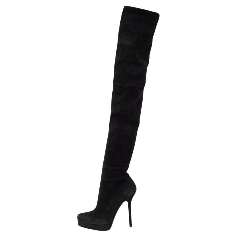 Gucci Black Suede Platform Over the Knee Boots Size 38.5 For Sale at ...