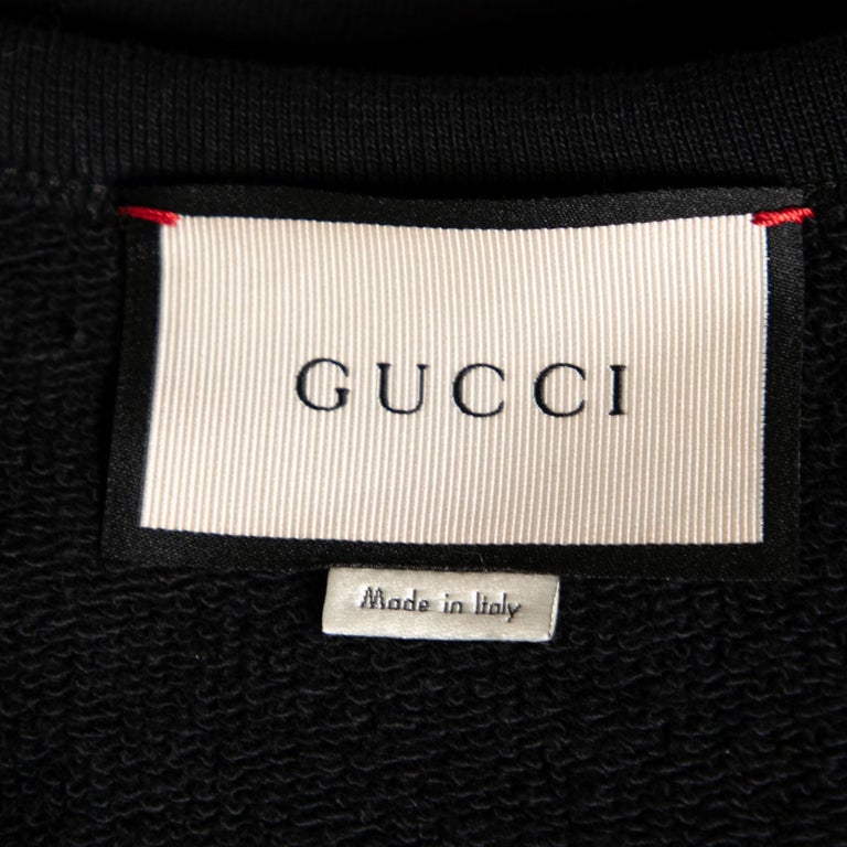 Gucci Black Terry Knit Panther Applique Sweatshirt S For Sale at 1stDibs