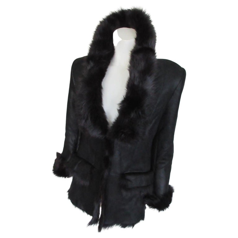 Gucci Black Tuscany Shearling Leather Jacket For Sale at 1stDibs