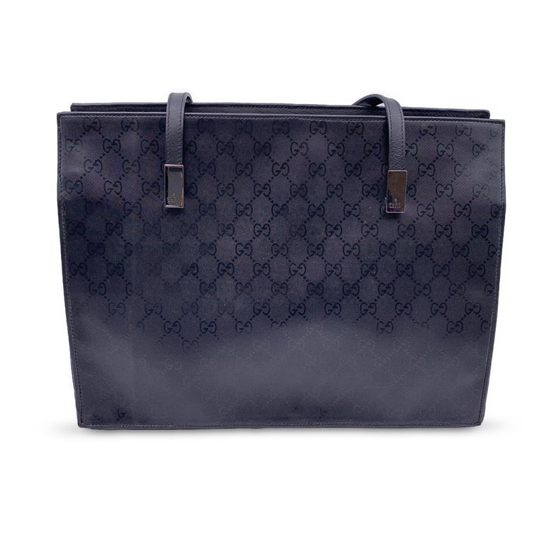 Gucci Black Vinyl Monogram Guccissima Canvas Tote Shoulder Bag For Sale ...