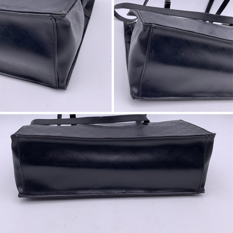 Gucci Black Vinyl Monogram Guccissima Canvas Tote Shoulder Bag For Sale ...