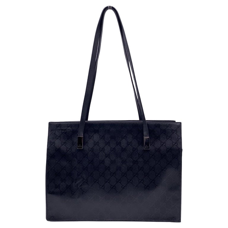 Gucci Black Vinyl Monogram Guccissima Canvas Tote Shoulder Bag For Sale ...