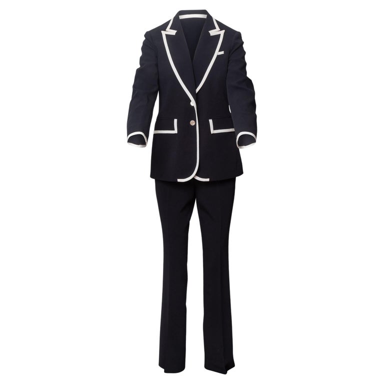 Gucci Black and White Straight-Leg Pant Suit at 1stDibs