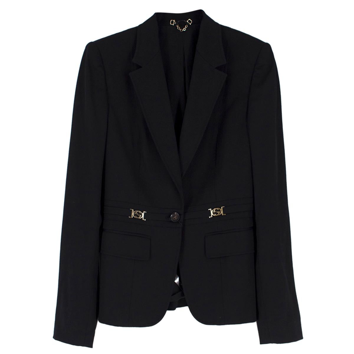 Gucci Black Wool Gold-tone Logo Blazer 44 (IT) at 1stDibs