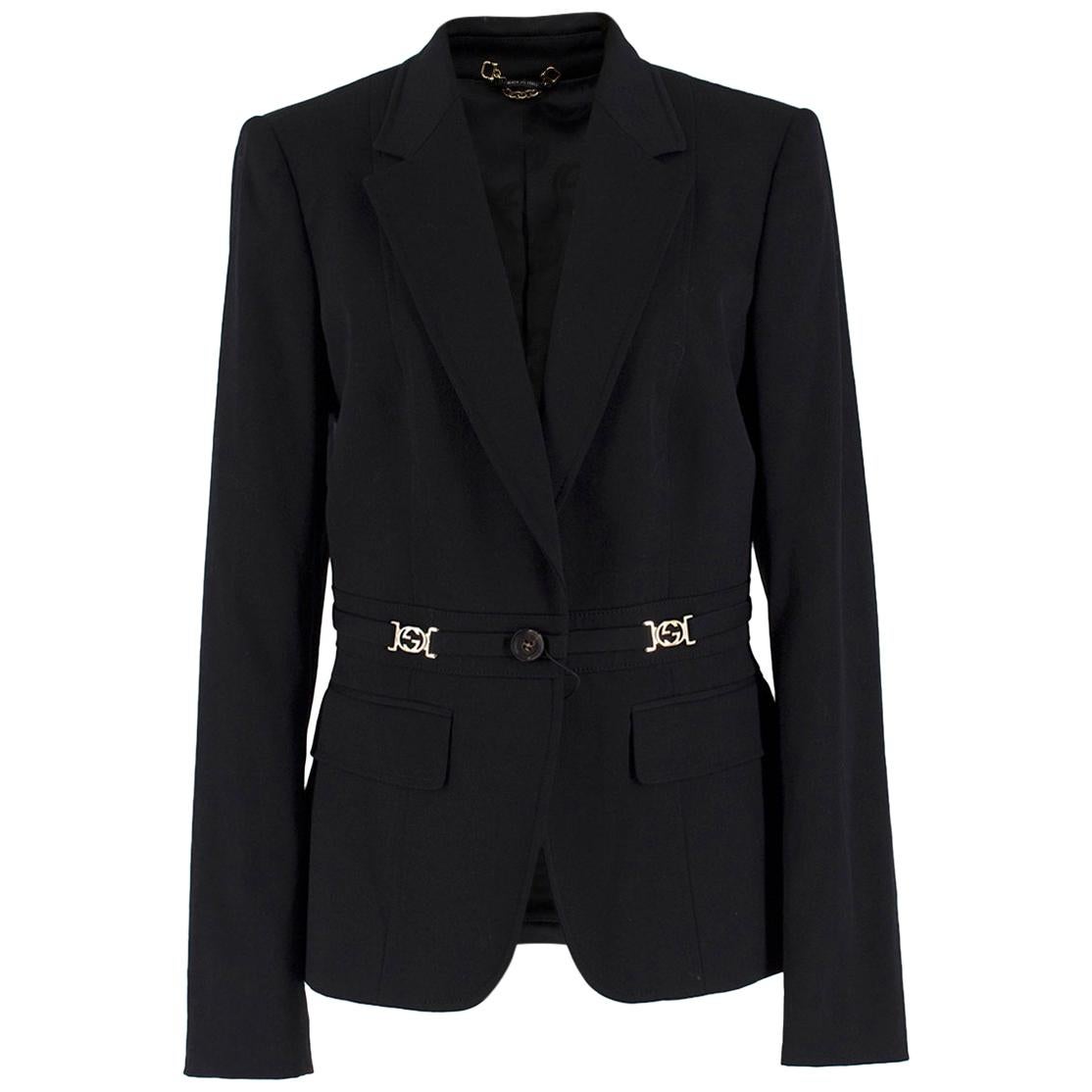 Gucci Black Wool Gold-tone Logo Blazer 44 (IT) at 1stDibs