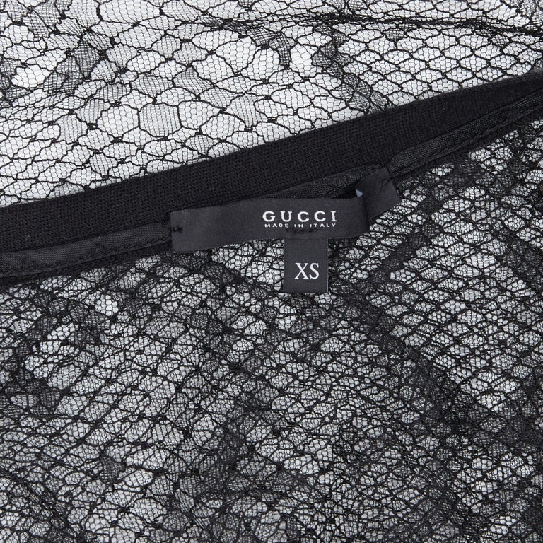 GUCCI black wool knit GG charm python lace back long sleeve cardigan ...