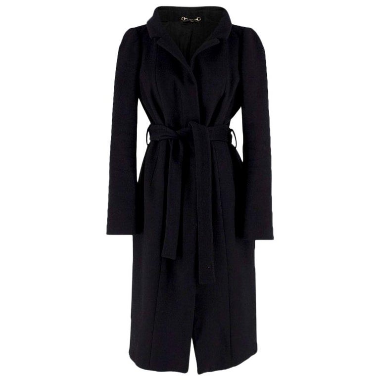 Gucci Black Wool Wrap Coat SIZE IT 42 at 1stDibs