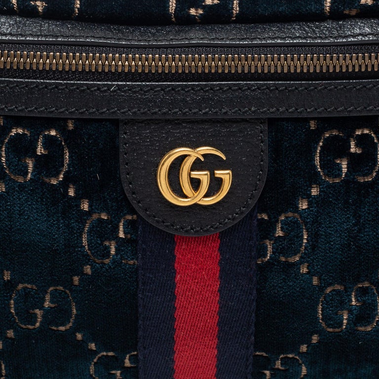 Gucci Blue GG Velvet Web Belt Bag at 1stDibs
