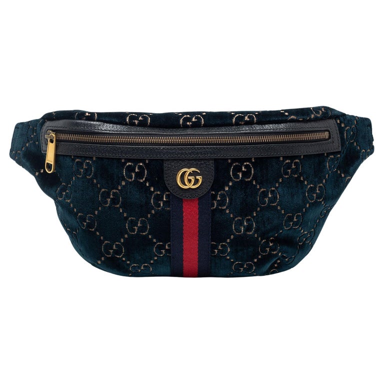 Gucci Blue GG Velvet Web Belt Bag at 1stDibs