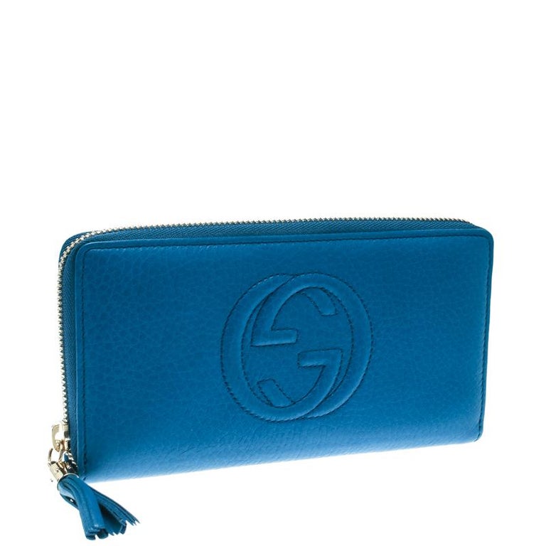 Gucci Blue Leather Soho Zip Around Wallet For Sale at 1stDibs | gucci ...
