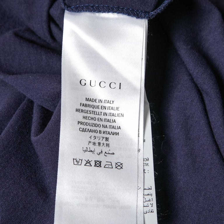 Gucci Blue Logo Printed Crew Neck T-Shirt L For Sale at 1stDibs