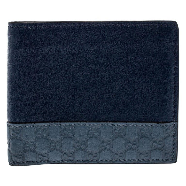 Gucci Blue Micro Guccissima Leather Bi-Fold Wallet at 1stDibs