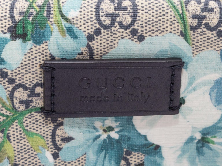 Gucci Blue and Multicolor Monogram and Floral Print Backpack For Sale ...