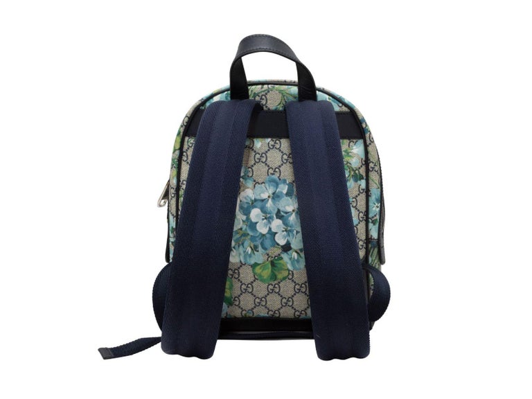 Gucci Blue and Multicolor Monogram and Floral Print Backpack For Sale ...