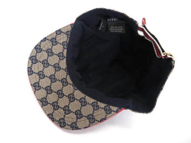 Gucci Blue Navy and Red Monogram Baseball Cap 227984 Hat at 1stDibs