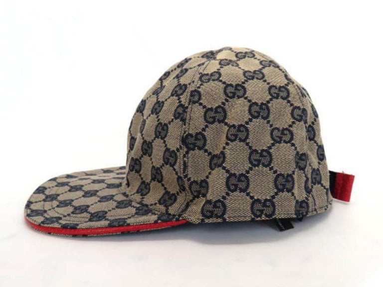 Gucci Blue Navy and Red Monogram Baseball Cap 227984 Hat at 1stDibs