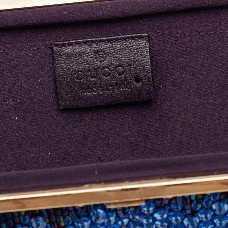 Gucci Blue/Purple Crystal and Satin Fringe Dragon Embellished Evening ...