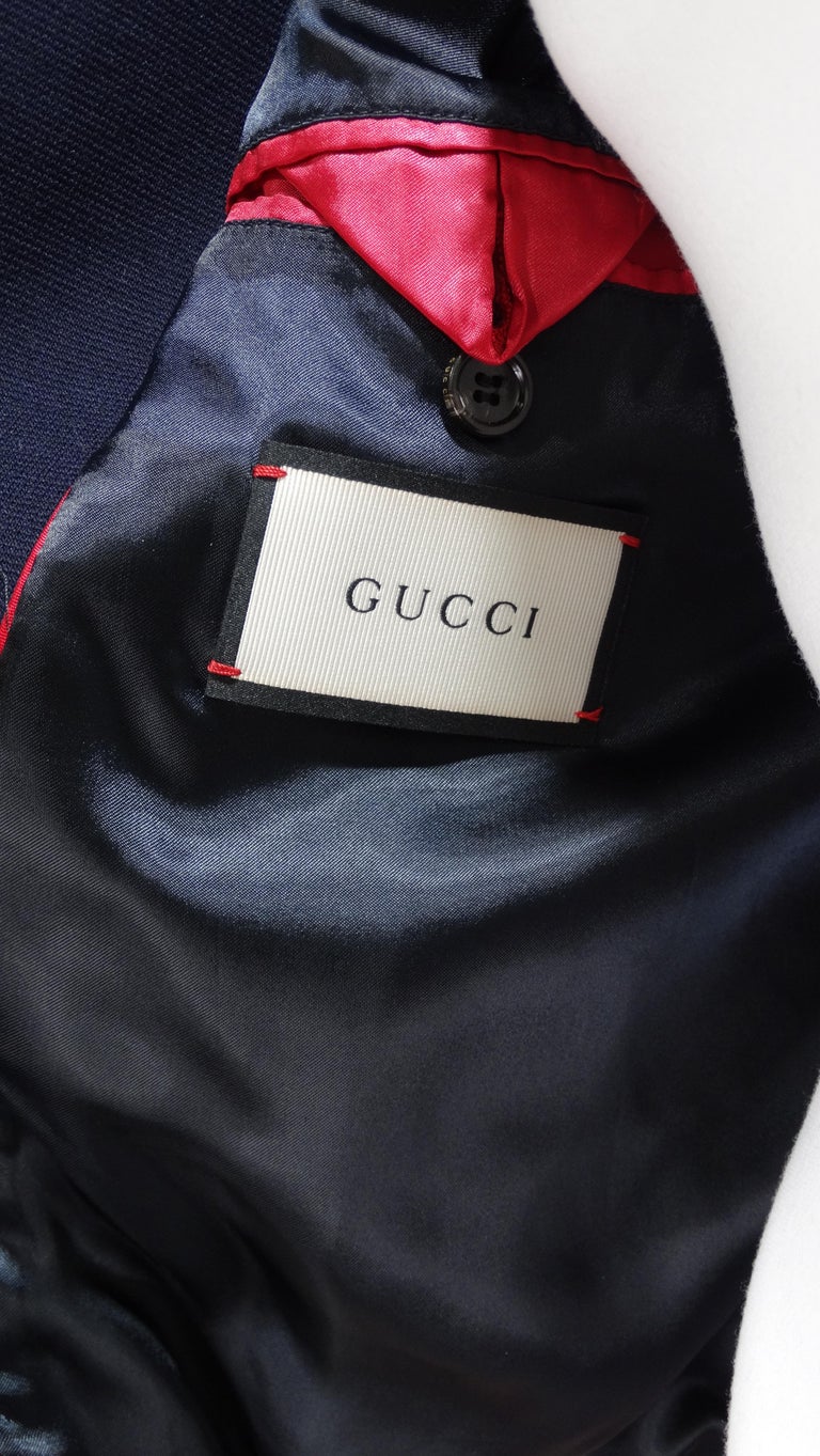 Gucci Blue and Red Bomber Jacket at 1stDibs