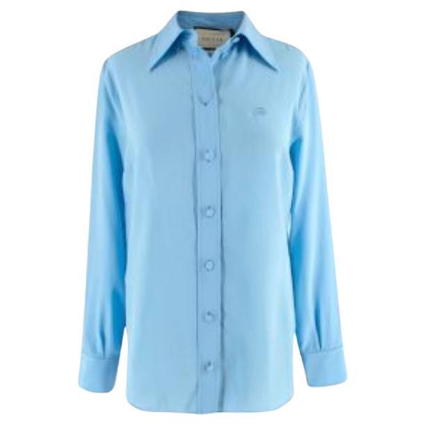 Gucci Blue Silk Shirt Blouse For Sale at 1stDibs