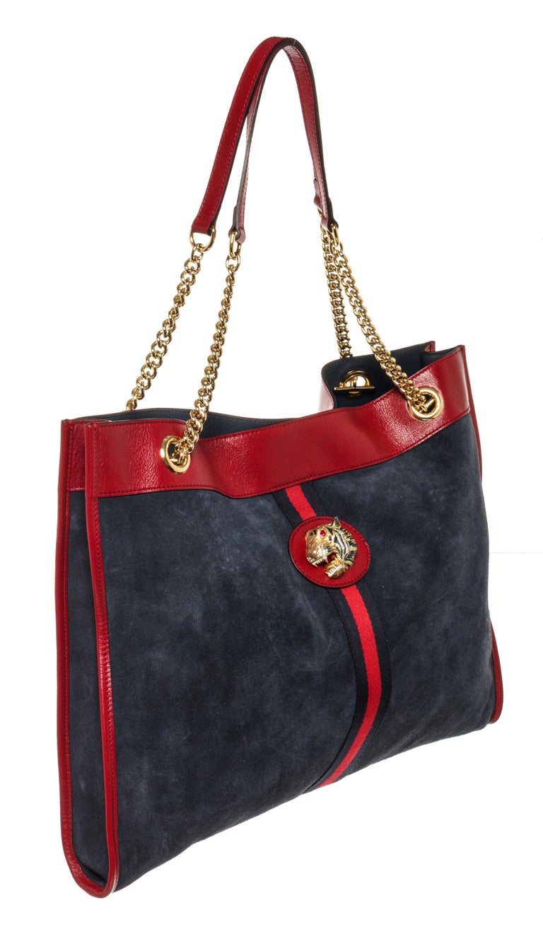 Gucci Blue Suede Rajah Large Tote For Sale at 1stDibs
