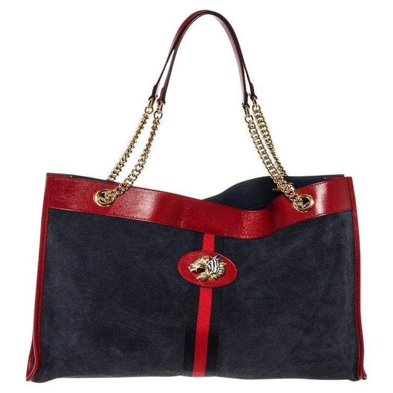 Gucci Blue Suede Rajah Large Tote For Sale at 1stDibs