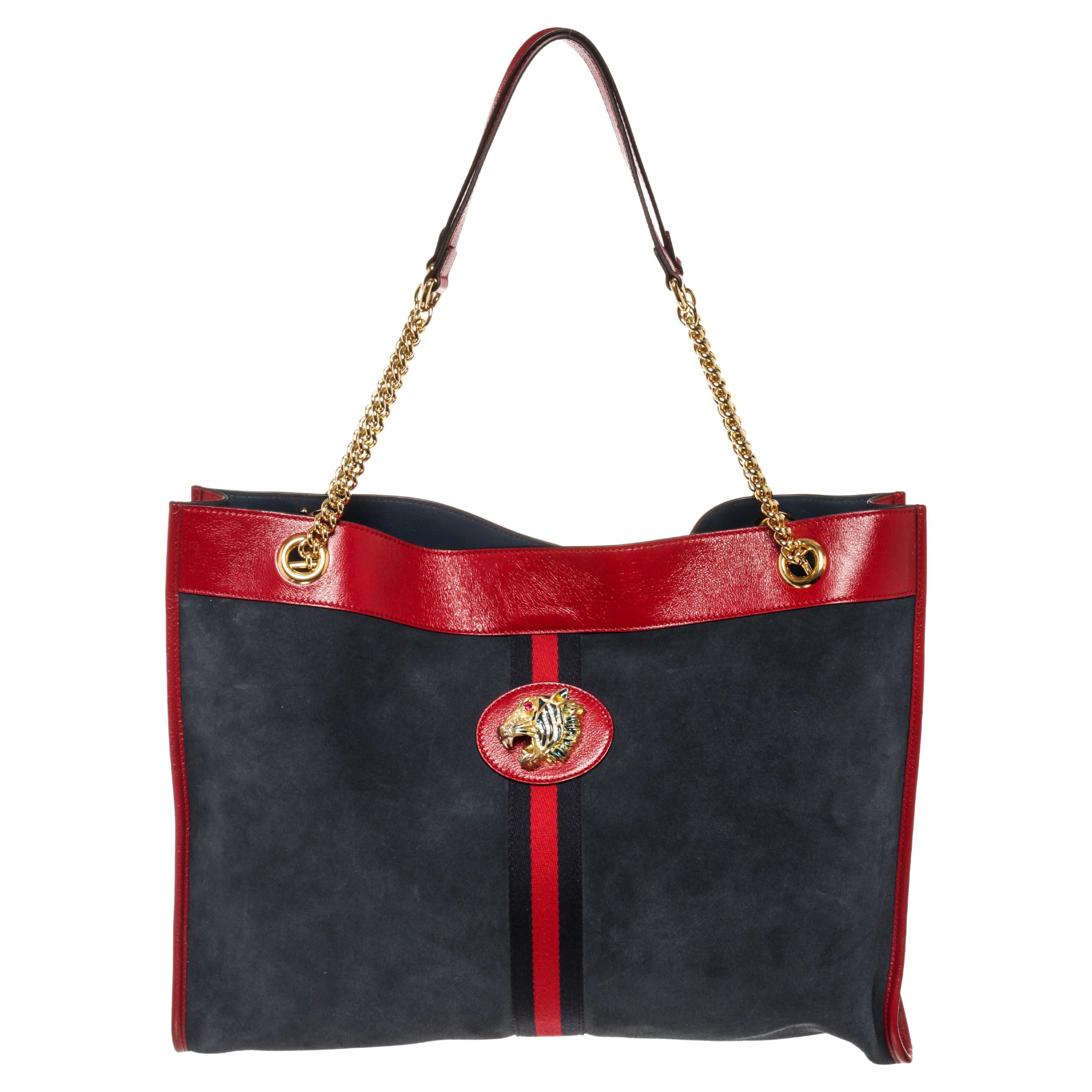 Gucci Blue Suede Rajah Large Tote For Sale at 1stDibs