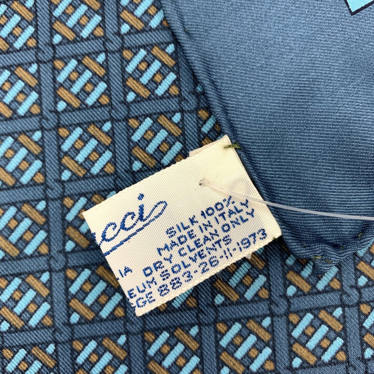 GUCCI Blue and Taupe Interlock G Monogram Silk Pocket Square at 1stDibs