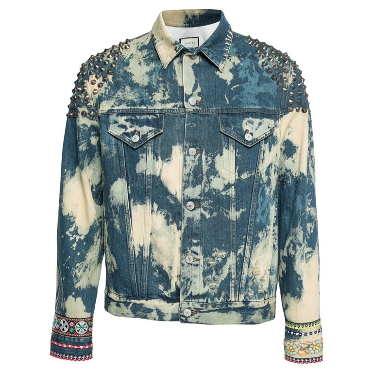 Gucci Blue Washed Denim Studded Button Front Jacket S at 1stDibs