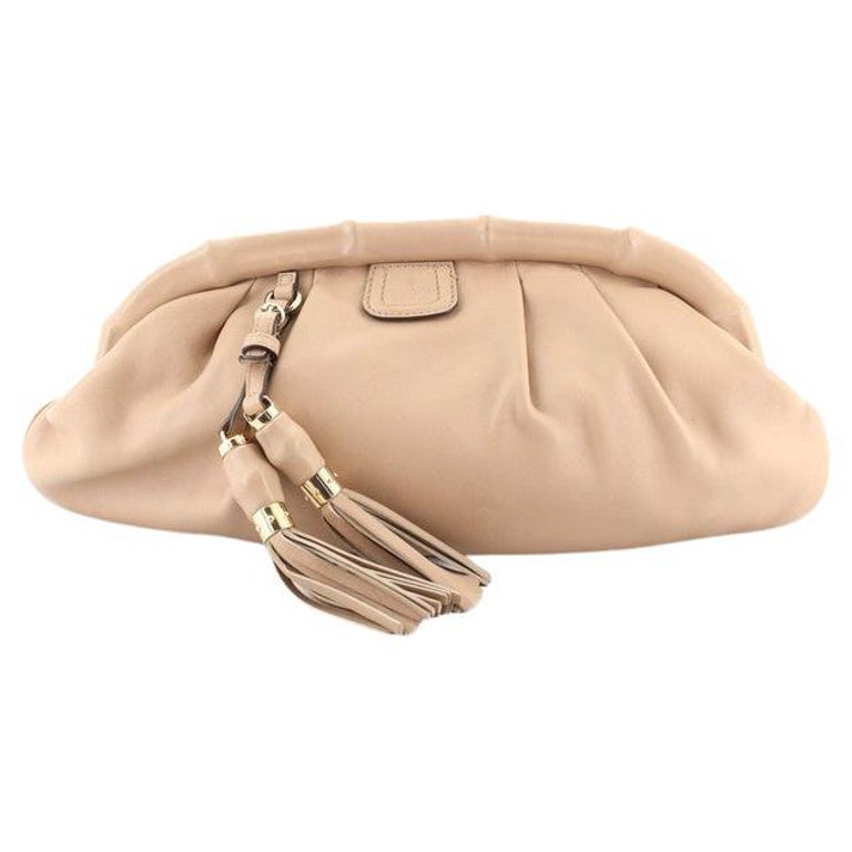 Gucci Bold Bamboo Frame Clutch Leather at 1stDibs