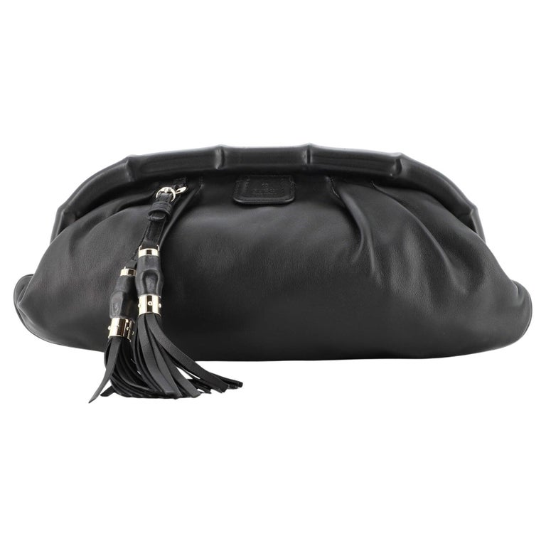 Gucci Bold Bamboo Frame Clutch Leather For Sale at 1stDibs